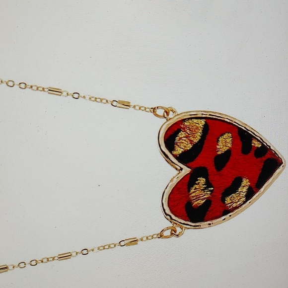 Jewelry | Nwtnip Red Leopard Heart Necklace | Poshmark